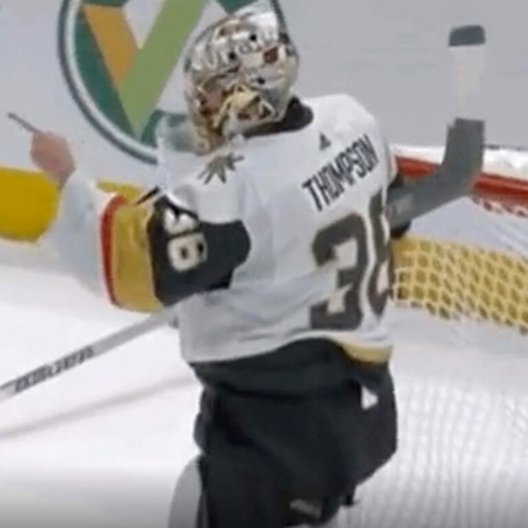 Goalie Logan Thompson wins game for Vegas Golden Knights with a genius ...