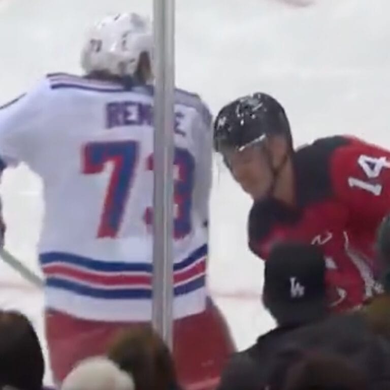 6'8" rookie Matt Rempe ejected after massive hit that bloodied Devils ...