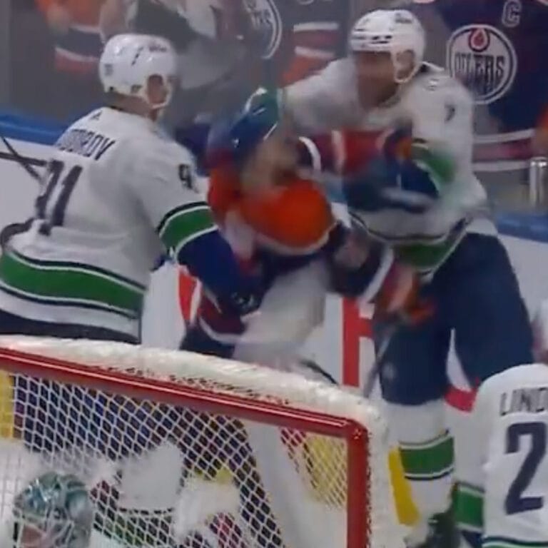 Connor McDavid receives a nasty cross-check to the face after the final ...
