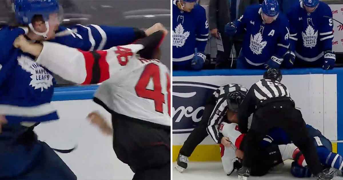 Brian Halonen drops Simon Benoit with a ”monster punch”