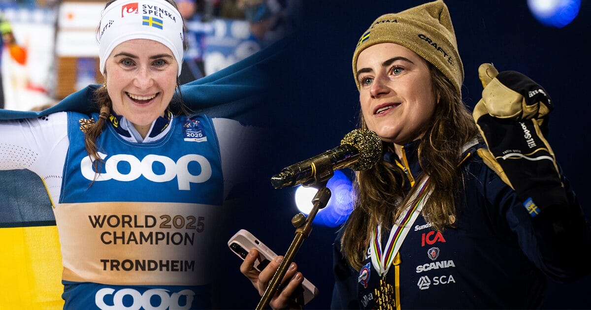 Ebba Andersson gör det förbjudna i sitt tacktal efter VM-guldet
